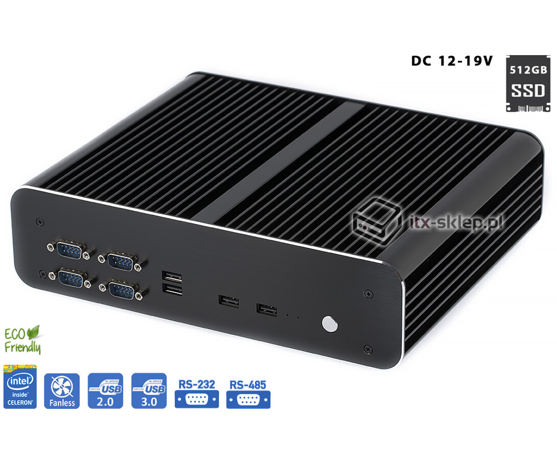 Komputer przemysłowy Fanless Intel Celeron N3160 2x1,6GHz 2xLAN 5xCOM ...