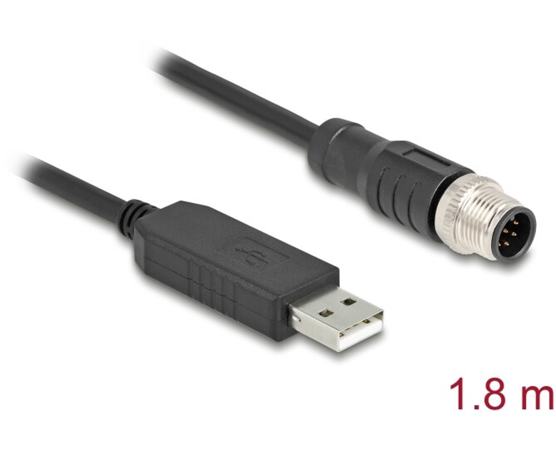 Kabel szeregowy USB 2.0 do M12 8pin RS-232 FTDI FT231 1,8m Delock 64257