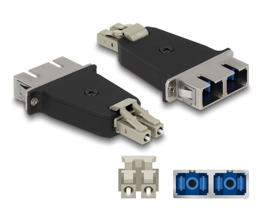 Adapter światłowodowy hybrydowy LC Duplex męskie na SC Duplex żeńskie ...